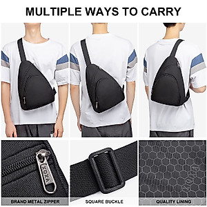 XQXA Sling Bag for Men Lightweight Crossbody Bag Men Hiking Chest Bag Casual Daypack Backpacks Multipurpose One Shoulder Outdoor Travel Bag Phone Bag for Women - Black