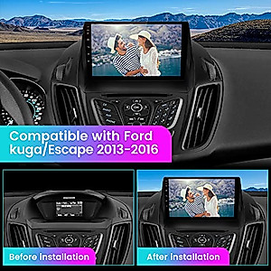 Android 11 [2GB+32GB] Car Radio Compatible for Ford Escape 2013-2016, 9 Inch Touch Screen with GPS/FM/WiFi/USB, Support SWC, Wireless Carplay/Wired Android Auto
