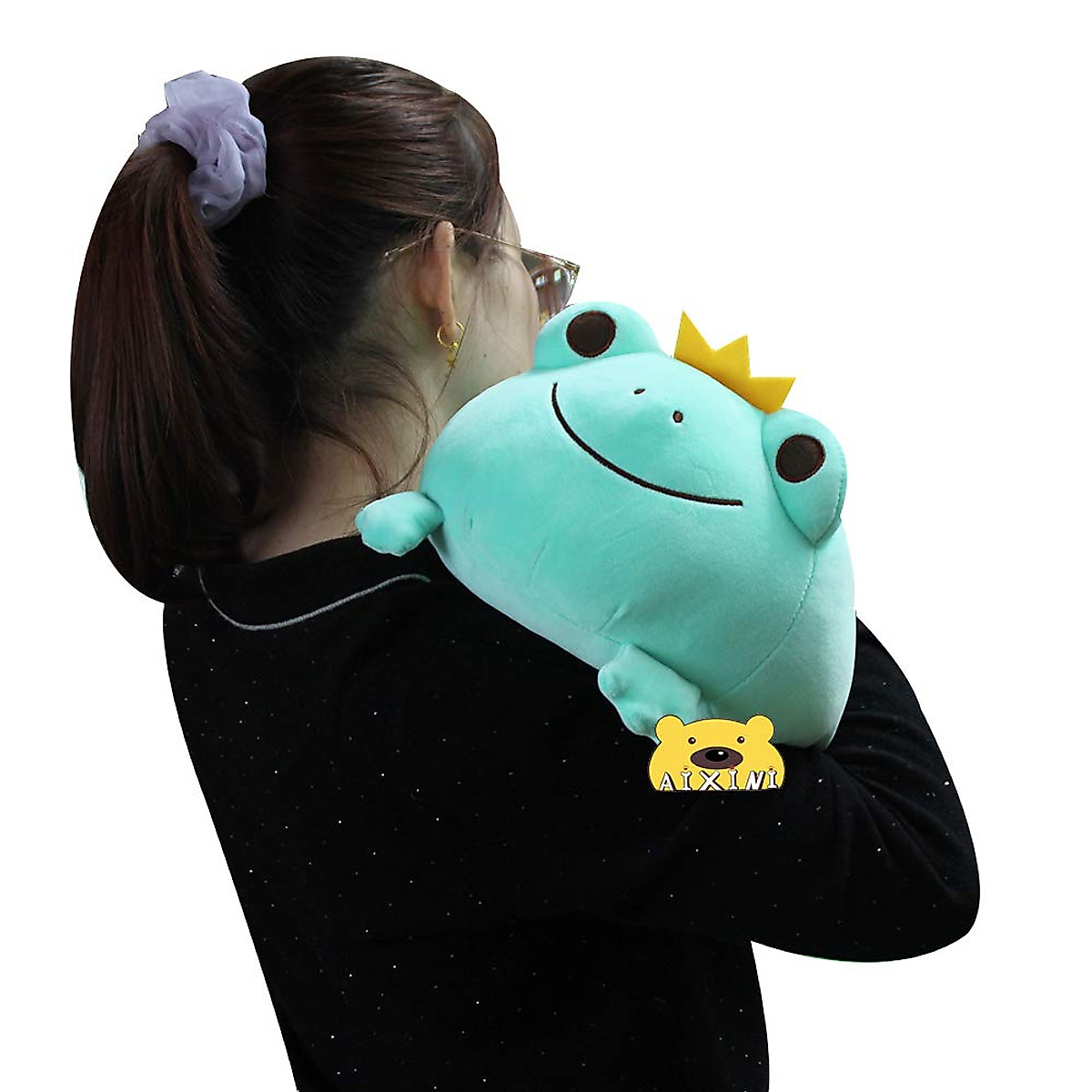 AIXINI 16.5 inch Cute Plush Crown Frog Stuffed Squishy Animal Toy, Super Soft Hugging Plush Pillow Gifts