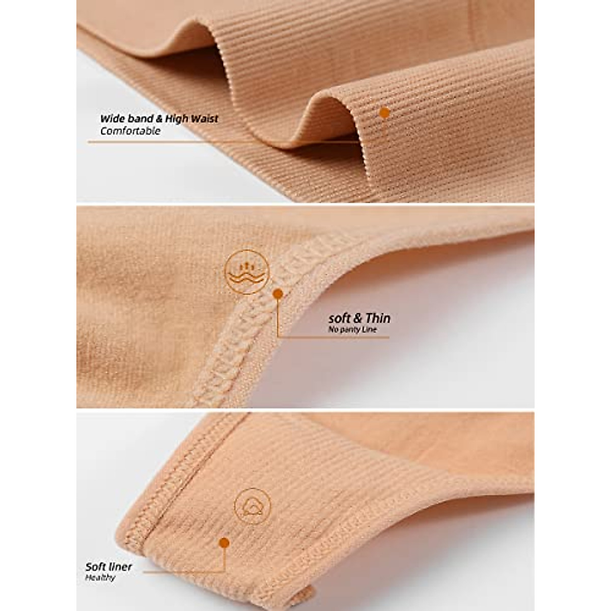 FINETOO 4 Pack High Waist Thongs for Women Breathable Underwear Soft Stretchy Nylon Spandex No Side Seam Panties(L)