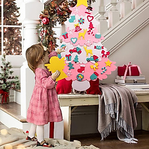 OurWarm Kids Felt Christmas Tree for Kids Wall, 35PCS DIY Felt Christmas Tree Set for Toddlers, Felt Tree for Kids to Decorate Christmas Wall Decorations Wall Hanging Christmas Tree