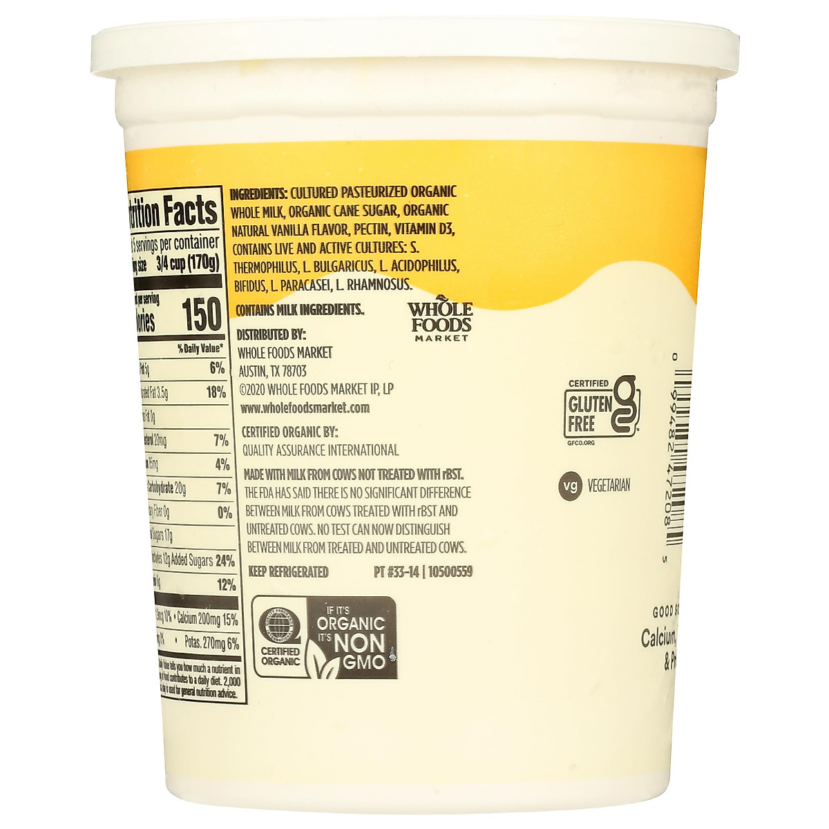 365 by Whole Foods Market, Yogurt Vanilla Organic, 32 Ounce