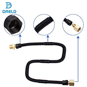 1/2" OD x 3/8" ID 24" Non-Whistle Flexible Flex Gas Line Connector Kit for NG or LP Fire Pit and Fireplace Hose - 1/2" Male Flare x 1/2" Male NPT Fitting End