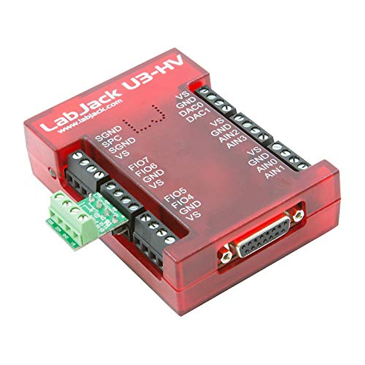 U3-HV USB DAQ Device with 4 Dedicated High-Voltage (±10V) Analog Inputs, 12 Flexible I/O for Analog and Digital Data Acquisition of Sensors, Controlling Relays, Automation and Timers