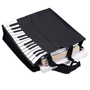 Piano Keys Handbag Reusable Grocery Bag Shoulder Shopping Bag Tote Bag for Music Teacher Girls Gift Bag (Piano Keys Handbag-2Pack)