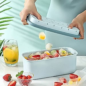 Atopov Ice Cube Trays with lid and Ice Bucket Ice Cube Trays Molds Easy-Release Silicone & Flexible 26-Ice Cube Trays Cocktail Whiskey ice cube tray (Blue)