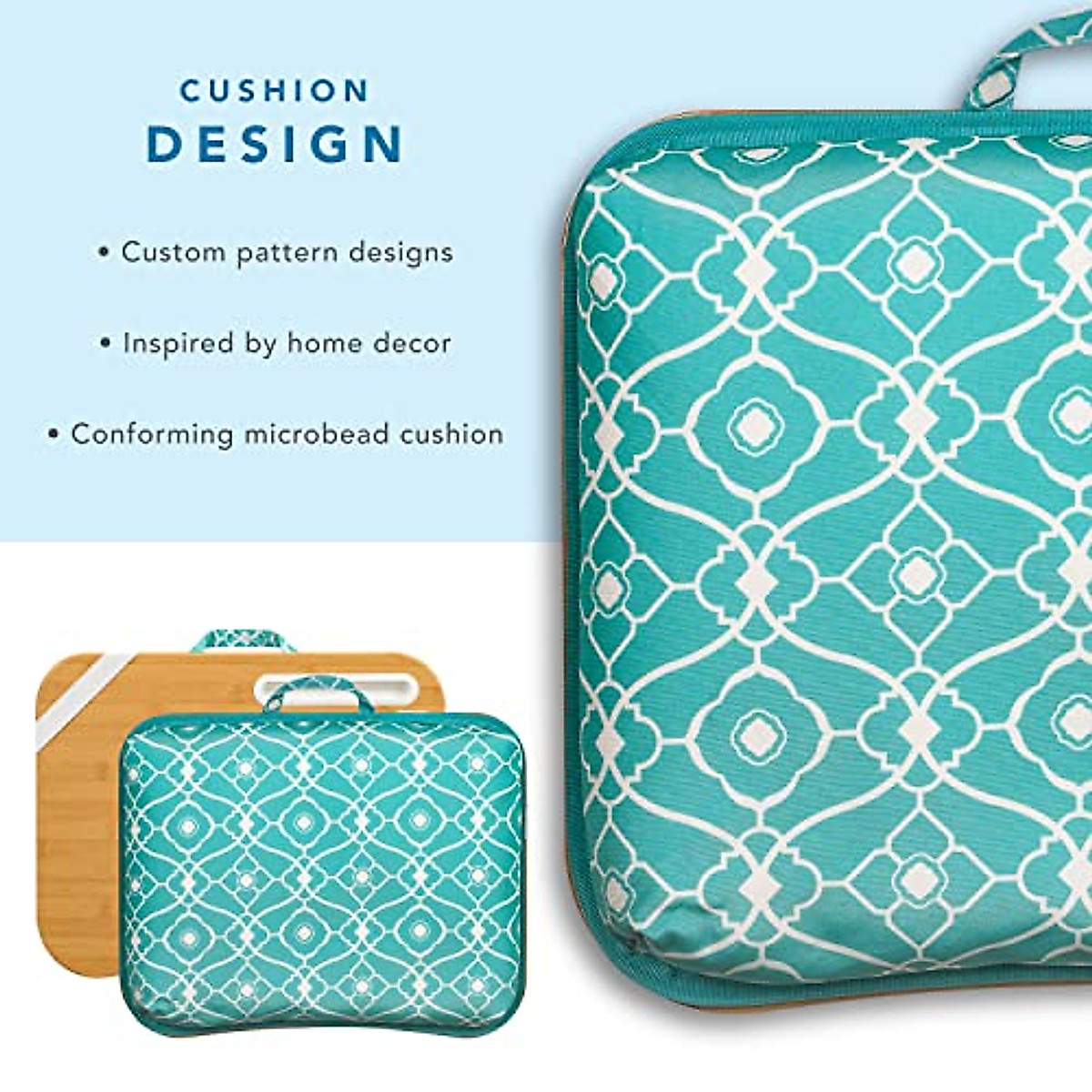 LapGear Designer Lap Desk with Phone Holder and Device Ledge - Aqua Trellis - Fits up to 15.6 inch Laptops - Style No. 45422