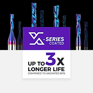 ZahyoX 1/4 Inch Shank Downcut Spiral Router Bit, Nano Coated Solid Carbide Straight CNC End Mill for Wood, 1/4 Dia x 1 CL x 2-1/2 OVL