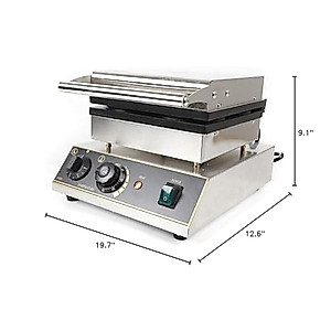 Commercial Belgian Waffle Iron, 4 Grids 1750W Stainless Steel Nonstick Double Side Waffle Maker Machine Electric Round Waffle Baker for Bakery, Restaurant, Snack Bar, Home