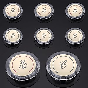 Replacement Hot and Cold Crystal Acrylic Faucet Knobs for Prime-Line MP54300 Universal Index Buttons, 1-5/16 in. Diameter, Clear Acrylic with Gold (4 Pack)