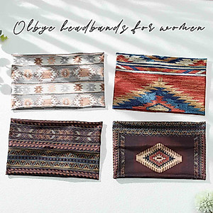 Olbye Boho Headbands Women Wide Head Bands Turban Elastic Nonslip Hairbands Workout Yoga Hair Scarfs Running Sweatband African Bohemian Head Wraps Fashion Hair Accessories for Women (D-Bohemian)
