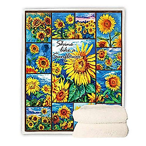 CYREKUD Sunflower Gifts for Women Blanket,Sunflower Blanket Throw for Women Adults,Sunflower Gifts for Teen Girls,Yellow Sunflower Throw Blanket for Couch Sofa Bedroom Office Christmas Decor 50X60