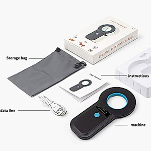 Bluetooth Animal Microchip Tag Reader Scanner RFID EMID Animal Handheld Reader Wireless Bluetooth Pet ID Scanner Rechargeable Animal Chip Scanner Pet Tag Scanner FDX-B(ISO 11784/11785) ID64 RFID
