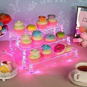 YestBuy 3 Tier Shelf Cupcake Stand (Pink) + 5 Tier Premium Cupcake Holder (Pink)