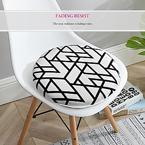 FBTS Prime Bistro Chair Cushions Set of 2 Black Outdoor Seat Cushions 16x16 Inch Geometric Triangle Round Patio Chair Pads for Chair or Patio Furniture