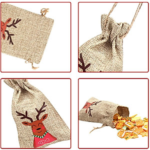 LOKIPA Christmas Jute Burlap Bags, Xmas Jute Linen Burlap Drawstring Gift Treat Candy Bag for Xmas Favors (24)…