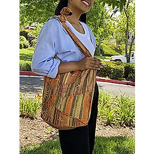 Orange Embroidered Peace and Sunrise Sling Boho Purse Handbag