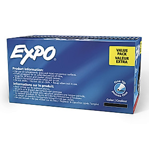 EXPO Low Odor Dry Erase Markers, Fine Tip, Black, 36 Count