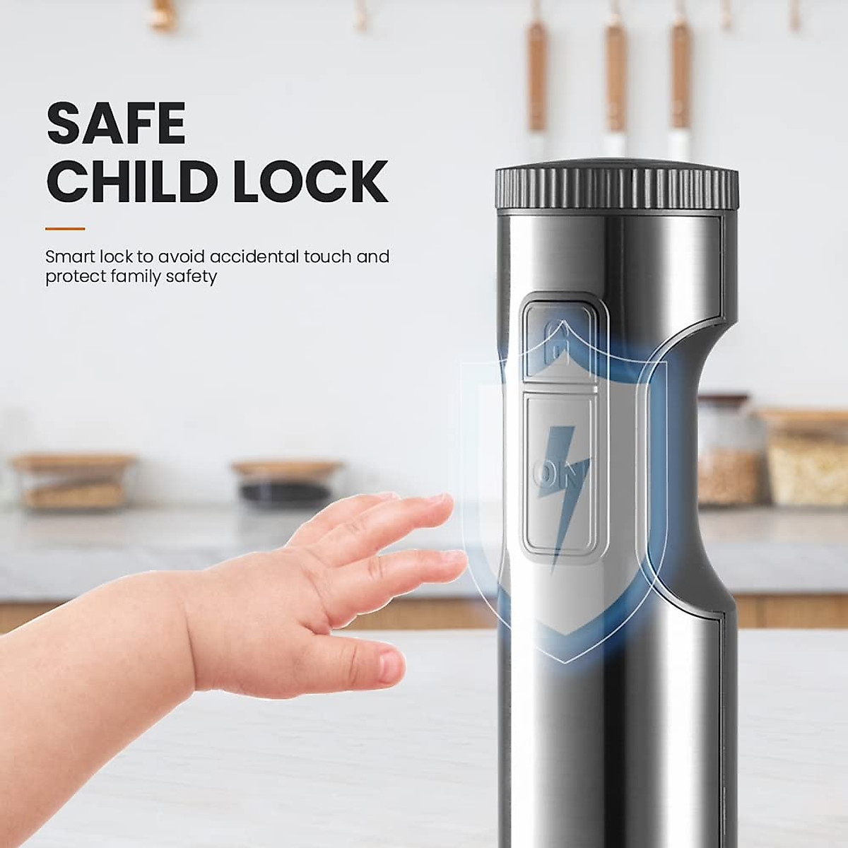 MIUI Immersion Handheld Blender - Blenders for Kitchen Hand Mixer Set, 14-Speed Stainless Steel Blade & Body Hand Stick, Hand Blender Electric With Egg Whisk, Perfect for Kitchen Mixing and Pureeing