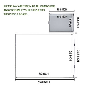 1500 Piece Non-Wood Jigsaw Puzzle Board with Drawers and Felt Fabric Cover Mat, Portable Puzzle Table for Adults, Puzzle Tray, Large Size: 35×26 Inch Work Surface, Lightweight Design, Gray