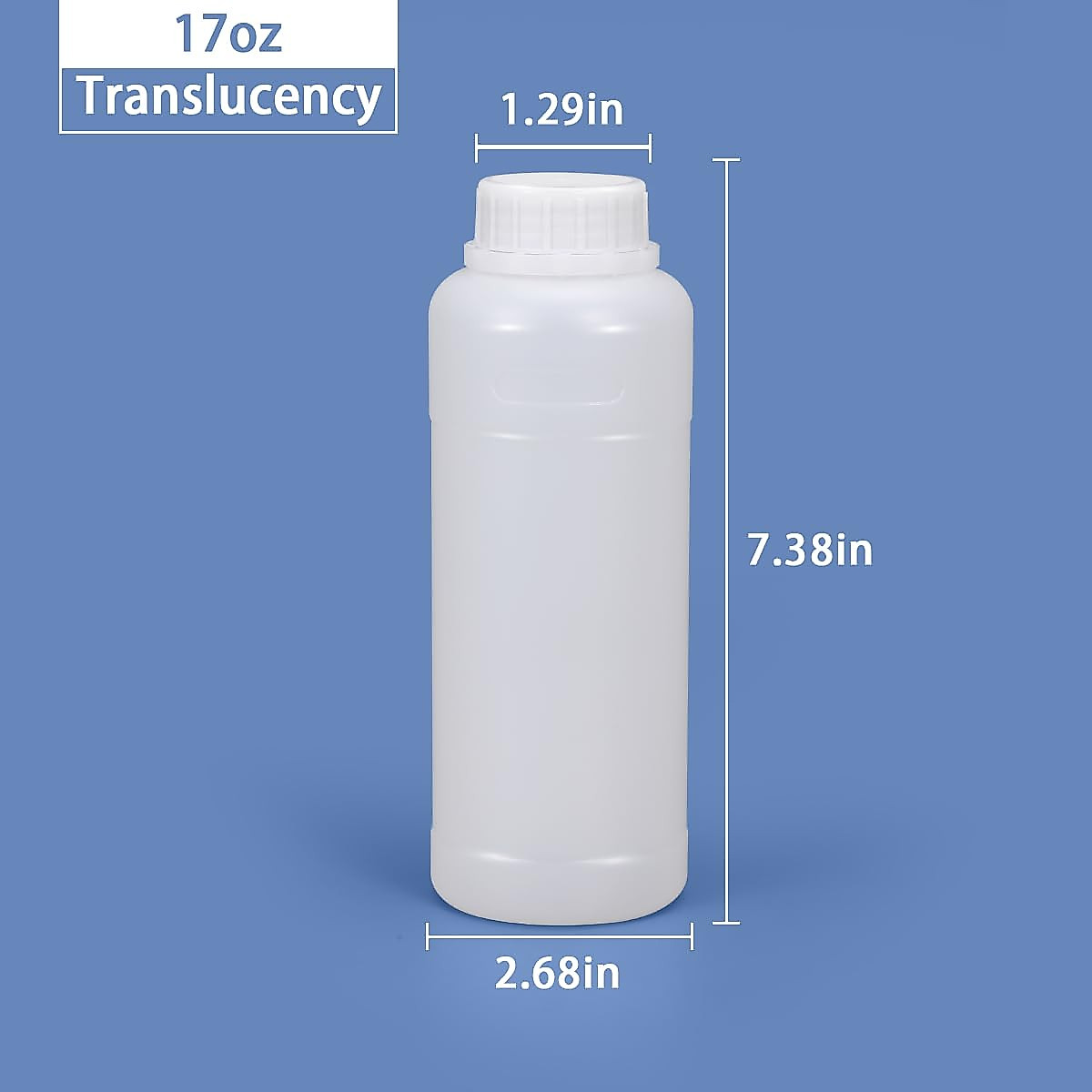 UMETASS PE Plastic Food Grade Bottles, Wide Mouth Lab Reagent Bottle, Liquid/Solid Sample Seal Sample Storage Container Chemical Bottle (Translucent, 17oz)