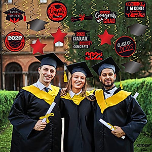 45 Pieces, Red Graduation Hanging Decorations - Large Cutout, No DIY | Graduation Swirls, Red and Black Graduation Decorations 2022, Graduation Hanging Swirls Decorations, Graduation Party Decorations