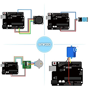 Smraza Super Starter Kit Project Kit with Breadboard, Power Supply, Jumper Wires, Resistors, LED, LCD 1602, Sensors, Detailed Tutorial for Project, Compatible with Arduino UNO R3 Project