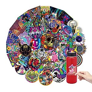 50 PCS Stoner Psychedelic Rub on Transfers Stickers,Cool Trippy Transfer Stickers for Crafts,Furnitures,Water Bottle,Helmet,Party Decorations,Gifts for Kids,Teens,Adults