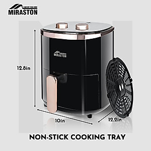 MIRASTON Air Fryer 3.6QT, Manual Control Mechanical Knob Air Fryers, Small Yet Surprisingly Large Capacity - Oilless Cooking for Healthier Delights, Black