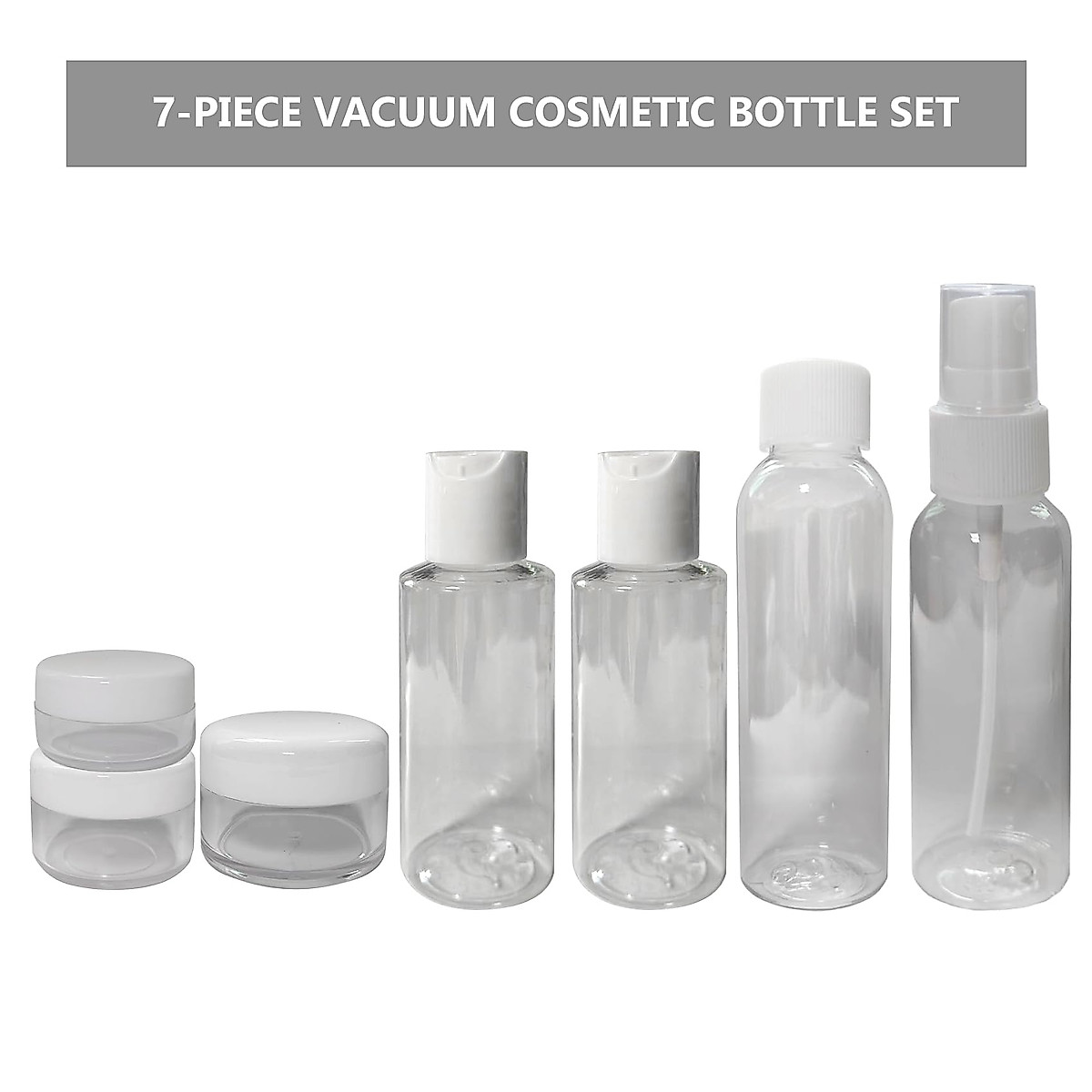 Soft 'N Style Empty Travel Size Bottles Set Plastic Travel Size Empty Bottles, Set of 7 Refillable Cosmetic Container Toiletry Bottles Set or Lotion, Shampoo, Cream, Soap, TSA/Airline Approved