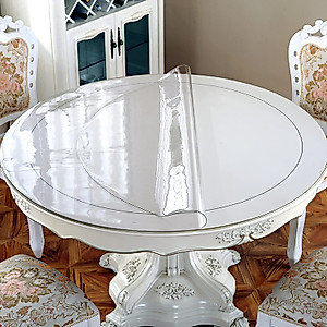 OstepDecor Clear Round Table Protector 40 Inches 1.5mm Thick Round Clear Table Cover Protector, Round Plastic Table Protector for Dining Room Table, Waterproof PVC Circle Table Pad