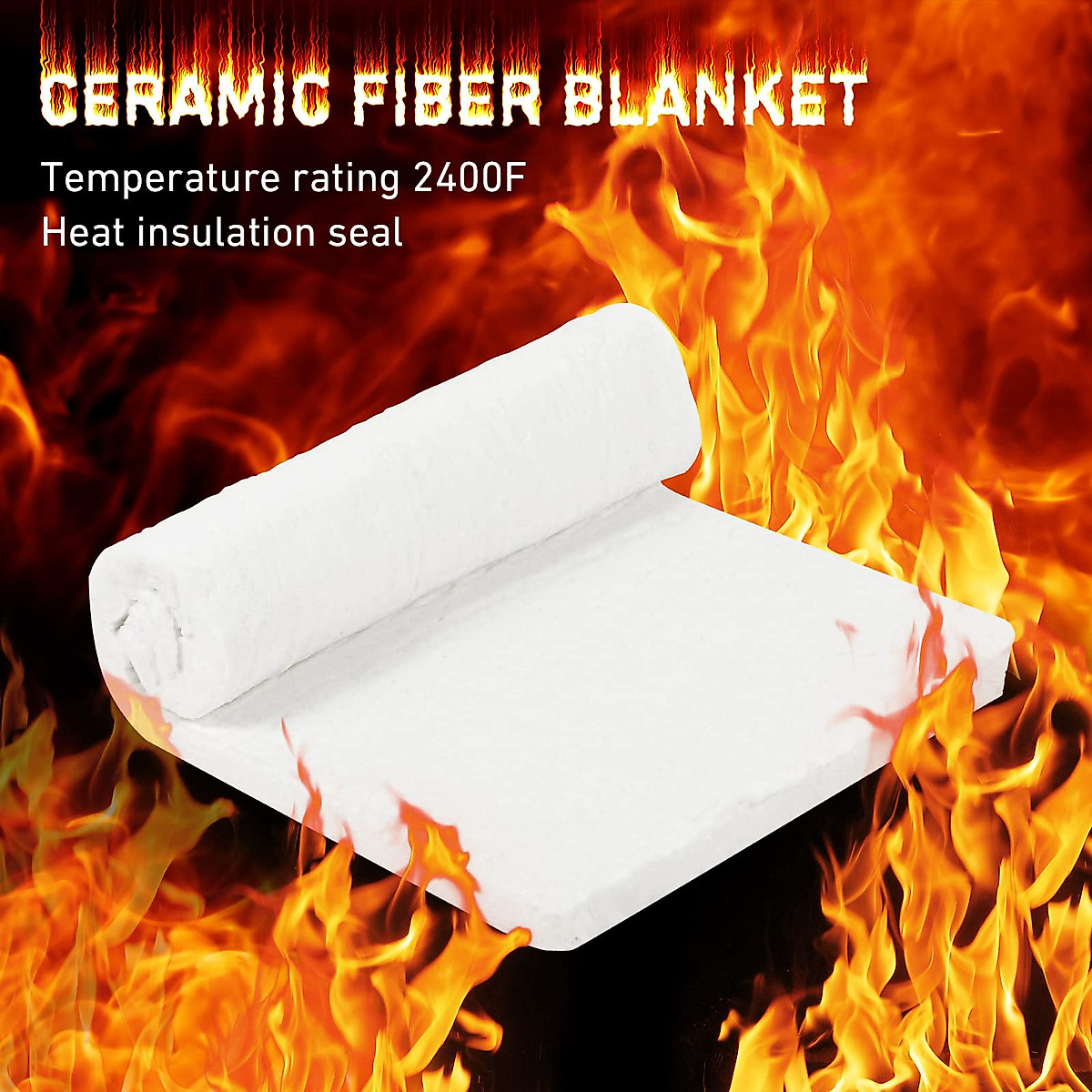 2 Pcs Ceramic Fiber Insulation Blanket High Density 2400F Fireproof Insulation Baffle Dishwasher Insulation Blanket for Furnace Stoves Kilns Forges Fire Bricks Fireplace, White (24'' x 12'' x 1'')