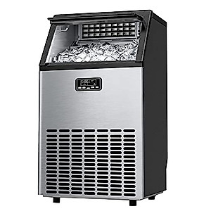 Joy Pebble Ice Maker Commercial,100lbs/24H/4,400pcs, 45 Cubes/Cycle,Ice Size Control,24H Timer,Freestanding Ice Maker Machine Under Counter, Ideal for Restaurants, Bars,Offices and Home Parties