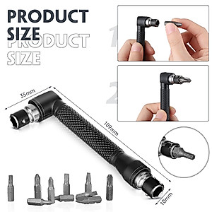 14 Pcs Flexible Drill Bit Extension Set 1/4 Inch Hex Shank Bendable Drill Bit Extension 105 Right Angle Drill 90 Right Angle Screwdriver Bits 10 Short Screwdriver Bits Electric Hand Tool