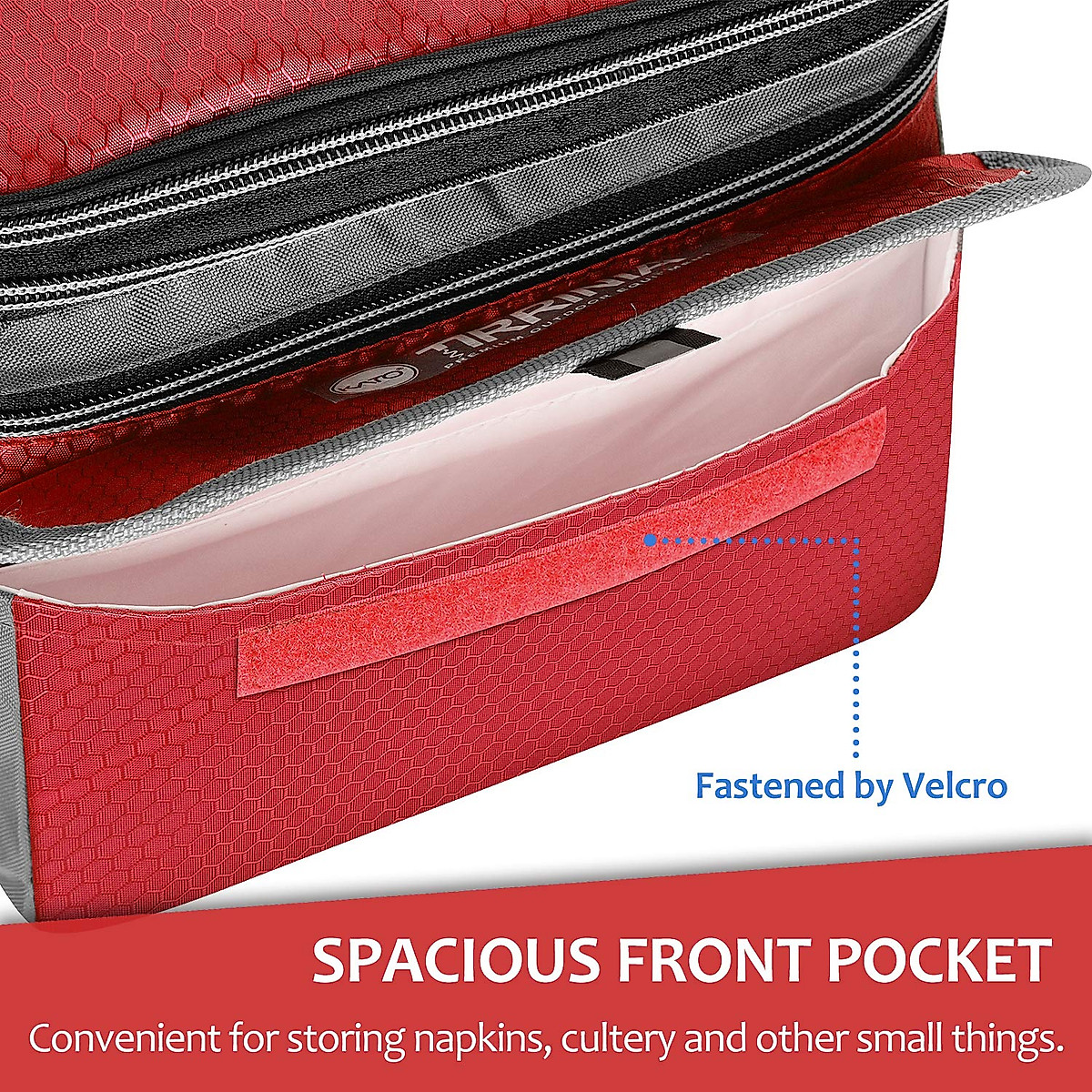 Tirrinia Insulated Lunch Bag for Women Men, Leakproof Expandable Reusable Lunch Box for Adult, Lunch Cooler Tote for Office Work, Red