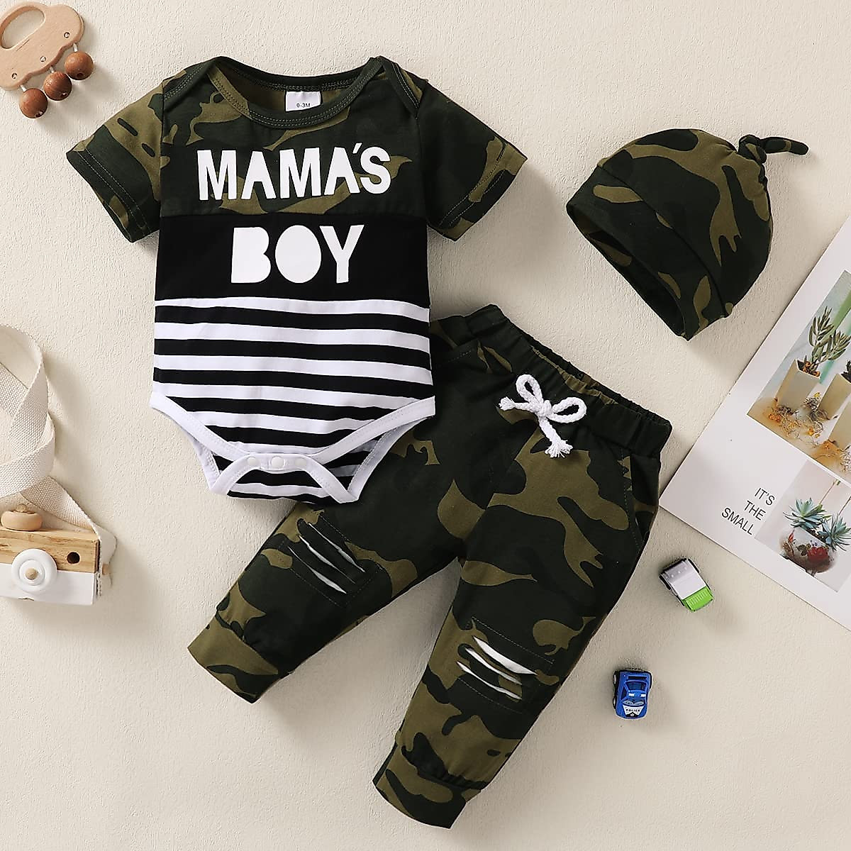 Renotemy Newborn Baby Boy Clothes Summer Outfits Premature Clothes Boys Cute Infant Boy Outfits Cotton Short Sleeve Blue Romper Ripped Pants Set 0-3 Months Baby Boys Clothes