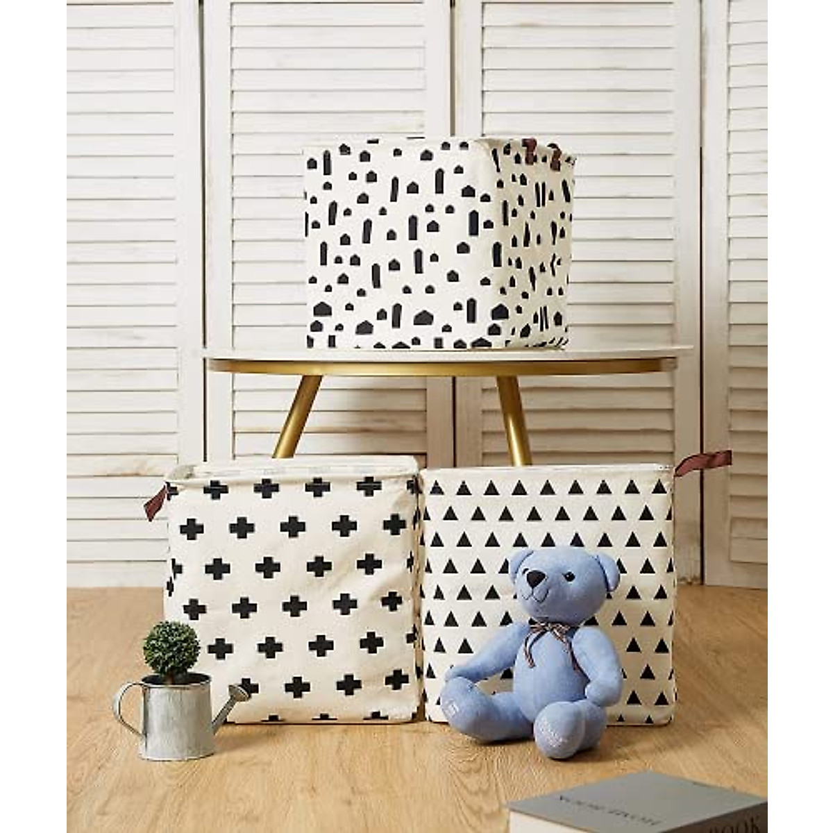 DIOB 13x13x13 Storage Cube Bins Water Proof Toy Storage Bins Foldable Closet Storage Baskets for Storage Organizer (3 BASKETS CUTE)