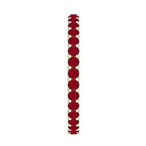 2 CT Minimal Ruby Full Eternity Ring for Women, Round Cut Ruby and Gold Eternity Ring, Red Ruby Full Eternity Ring with Diamond, 14K Rose Gold, Size:US 8.00