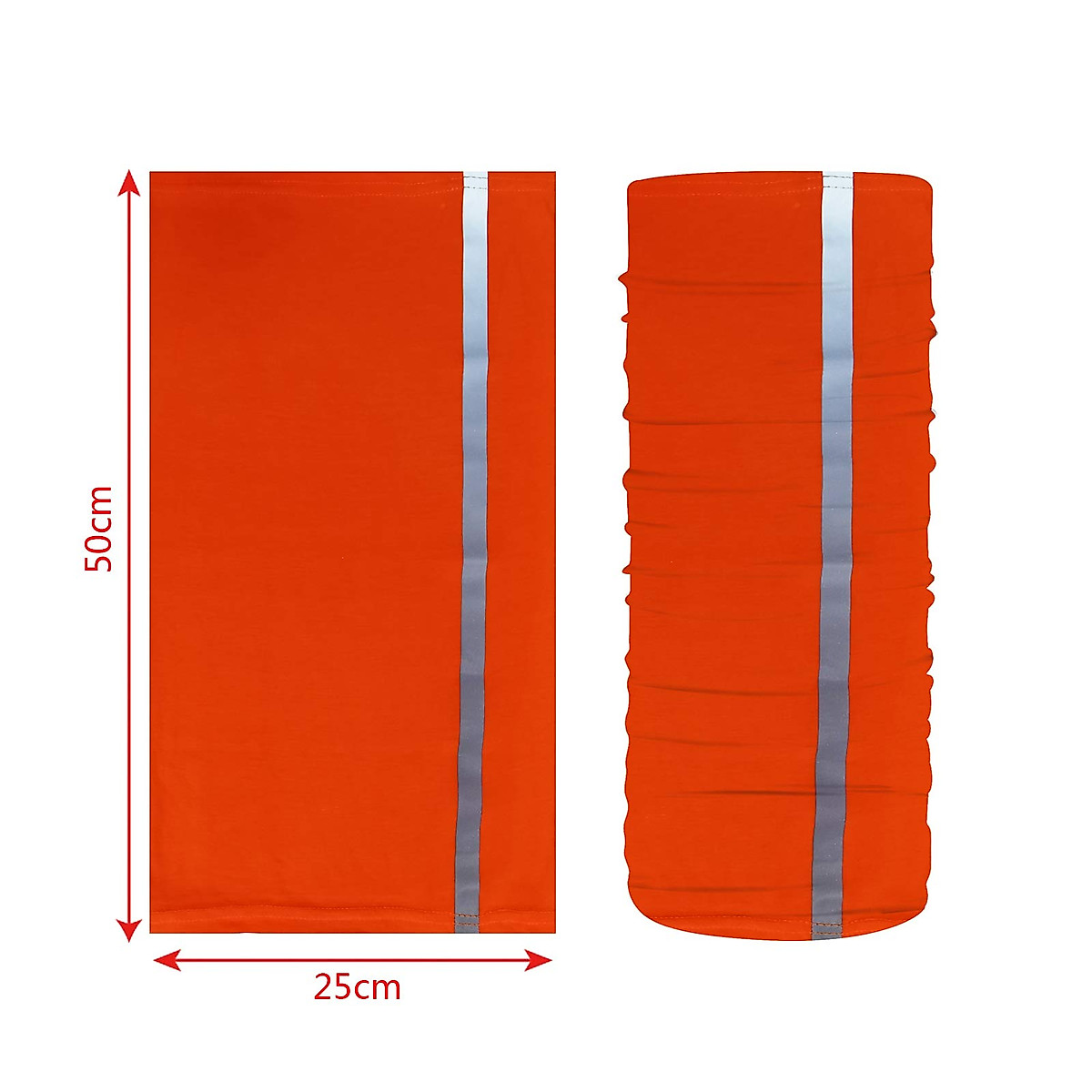 5 Pcs Reflective Bandana Face Mask Neck Gaiter, Scarf Headbands Balaclava Headwear Tube Windproof Seamless Face Cover (Orange)