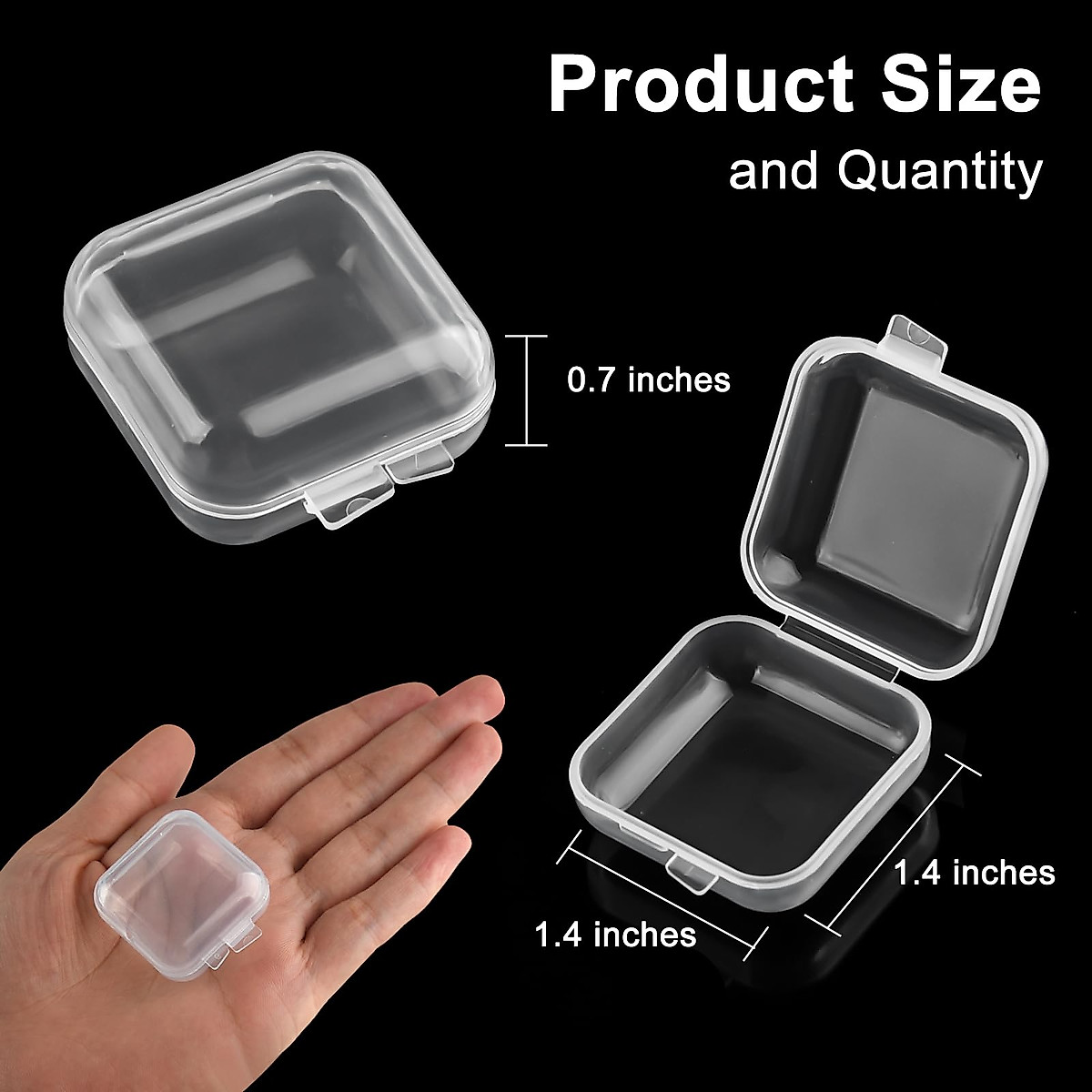 Mototo 120 Pieces Mini Plastic Jewelry Box Clear Storage Box Small Storage Containers with Hinged Lids for Beads Jewelry Earrings Chains Earplugs Craft, 1.4 x 1.4 x 0.7 Inches