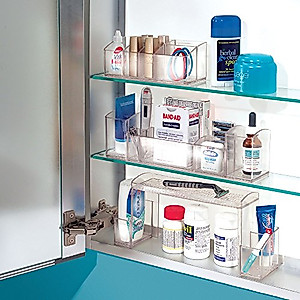 iDesign Plastic High Rise Medicine Cabinet Organizer, The Med+ Collection 12" x 3" x 5.25", Clear
