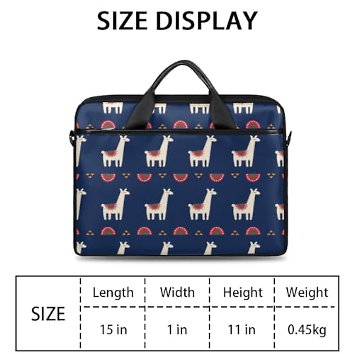 Cute Llama Laptop Computer Bag Waterproof Shoulder Messenger Bag 13-15 inch Durable Laptop Tote Bag with Shoulder Strap Handle Lightweight Crossbody Briefcase