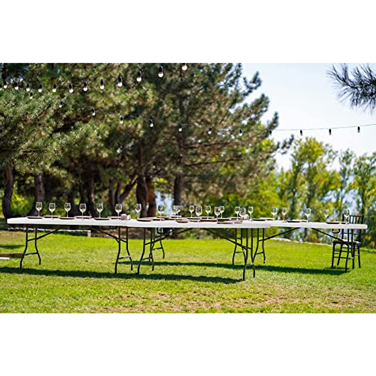 Go-Trio 6 Foot Folding Table 6ft Portable Plastic Tables for Party, Fold-in-Half Foldable Heavy Duty Table, 6’Utility Dining Card Long Table, Indoor Outdoor Folded up for Picnic, Camping, White, Large