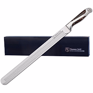Hammer Stahl 14 Inch Brisket Knife | German Forged High Carbon Carving Knife | Stainless Steel Meat Knife | Brisket Slicing Knife with Ergonomic Quad-Tang Pakkawood Handle & Gift Box