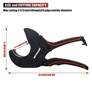 GETUHAND Ratchet-type PVC Pipe Cutters, 1/8-inch to 2-1/2-inch Hose Cutter Tool, One-hand Fast PEX Pipe Cutter with Quick Change Blade System for Cutting PEX, PVC, and PPR Plastic Hoses