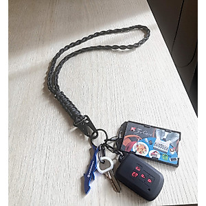 Military Grade Heavy Duty Paracord Lanyard Necklace Keychain Whistles Wrist Strap Parachute Rope Badge Cellphone Waterproof Holder Metal HK Clip Hook Outdoor Survival Men (Black)