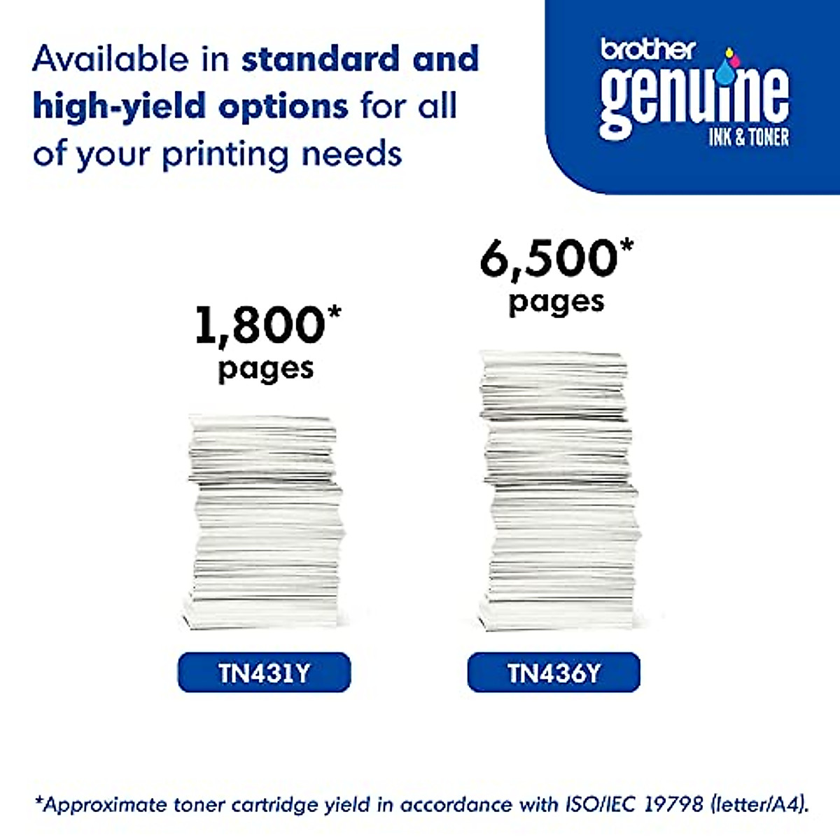 Brother Genuine Super High Yield Toner Cartridge, TN436Y, Replacement Yellow Toner, Page Yield Up To 6,500 Pages, Amazon Dash Replenishment Cartridge, TN436