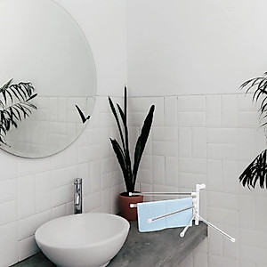 Cabilock Metal Coat Hanger Towel Bar Swivel Towel Rack Bathroom Towel Shelf Stainless Steel 5 Arms Swivel Towel Bar Rotatable Towel Hanger for Kitchen Bathroom Supplies Wall Mount Clothes Rack