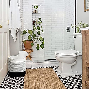 Gumcoly Jute Cotton Rope Plant Basket 8" Small Planter Basket for Up to 7" Planter Round Woven Basket Decorative Flower Pot Storage Organizer Home Decor White