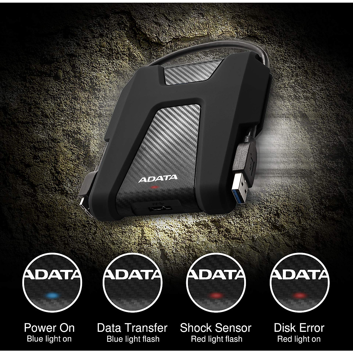 ADATA 2TB HD680 External USB 3.1 Hard Drive - Black